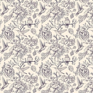 Vintage Birds Floral Toile Wallpaper, Removable Peel and Stick ...
