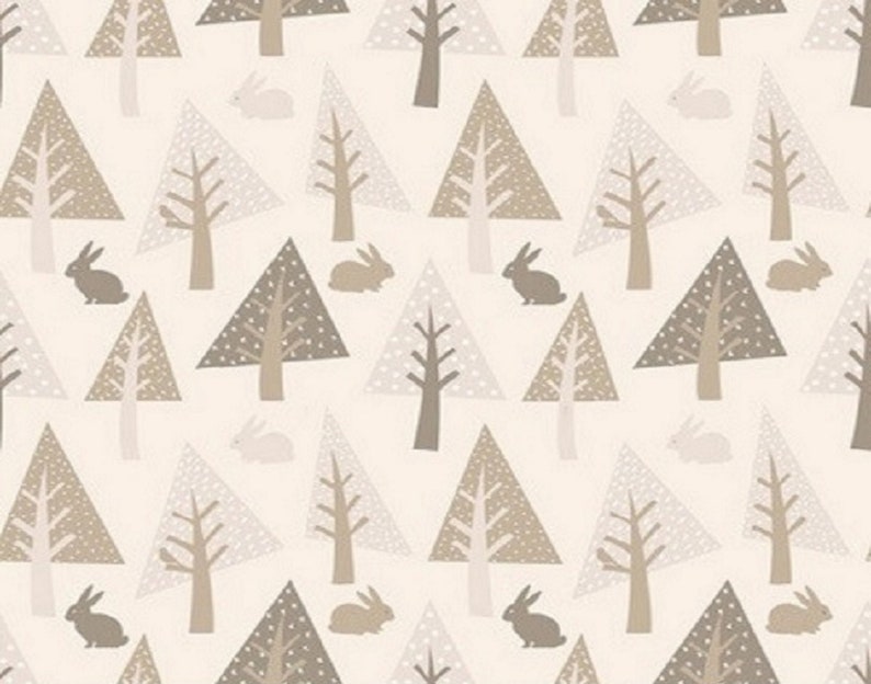 Winter Woodland Forest Wallpaper Geometric Trees Wild Rabbits ...