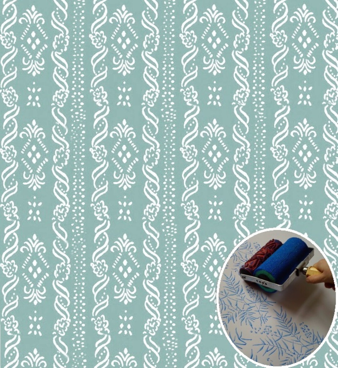 Set of Floral Patterned Paint Roller, Baroque Pattern Paint Roller ...
