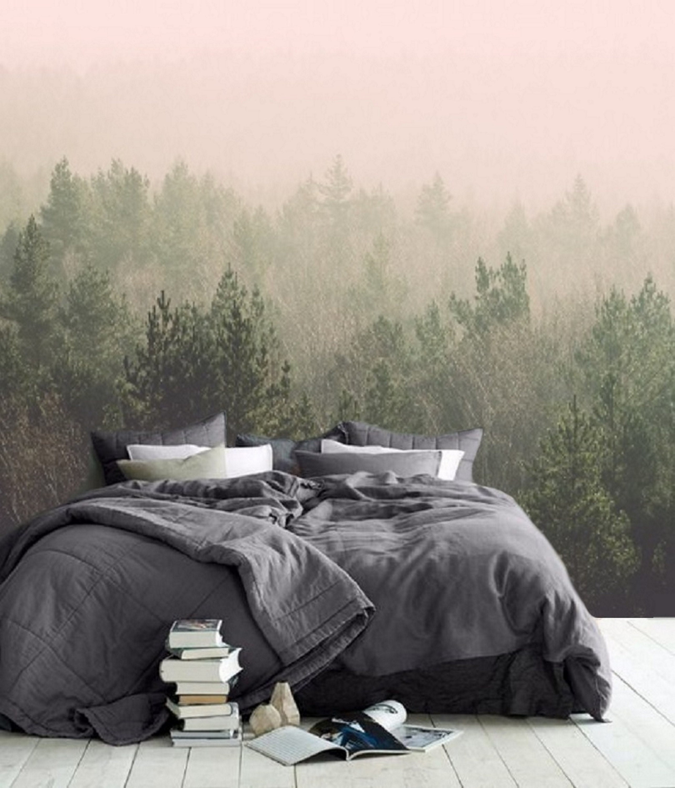 Misty Forest Self Adhesive Wallpaper Peel & Stick Mural | Etsy UK