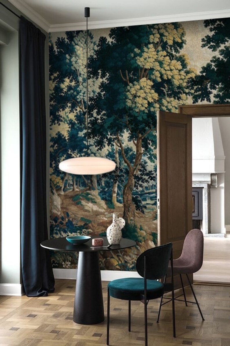 Antique 17th Century Verdure French Tapestry Mural, Forest Trees ...