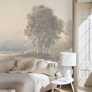 Subtle Wallpaper, Large Panoramic Wall Art, Vintage Scene Wallpaper ...