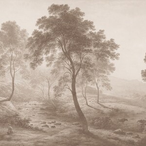 Sepia Landscape Wallpaper, Vintage Scenic Wallpaper, Large Tree Forest ...