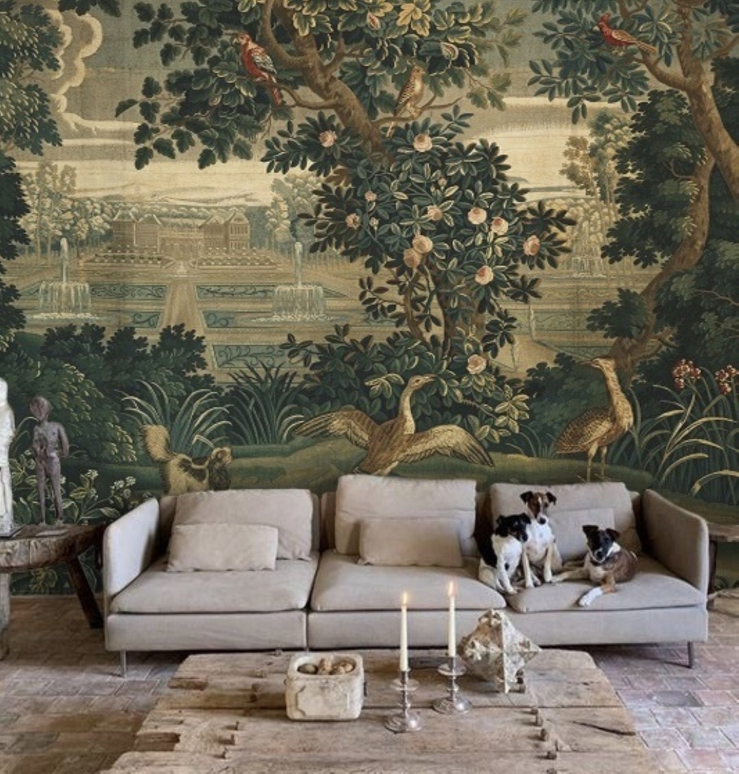 French Antique Wallpaper, Scenic Wallpaper Mural Landscape Wallpaper ...