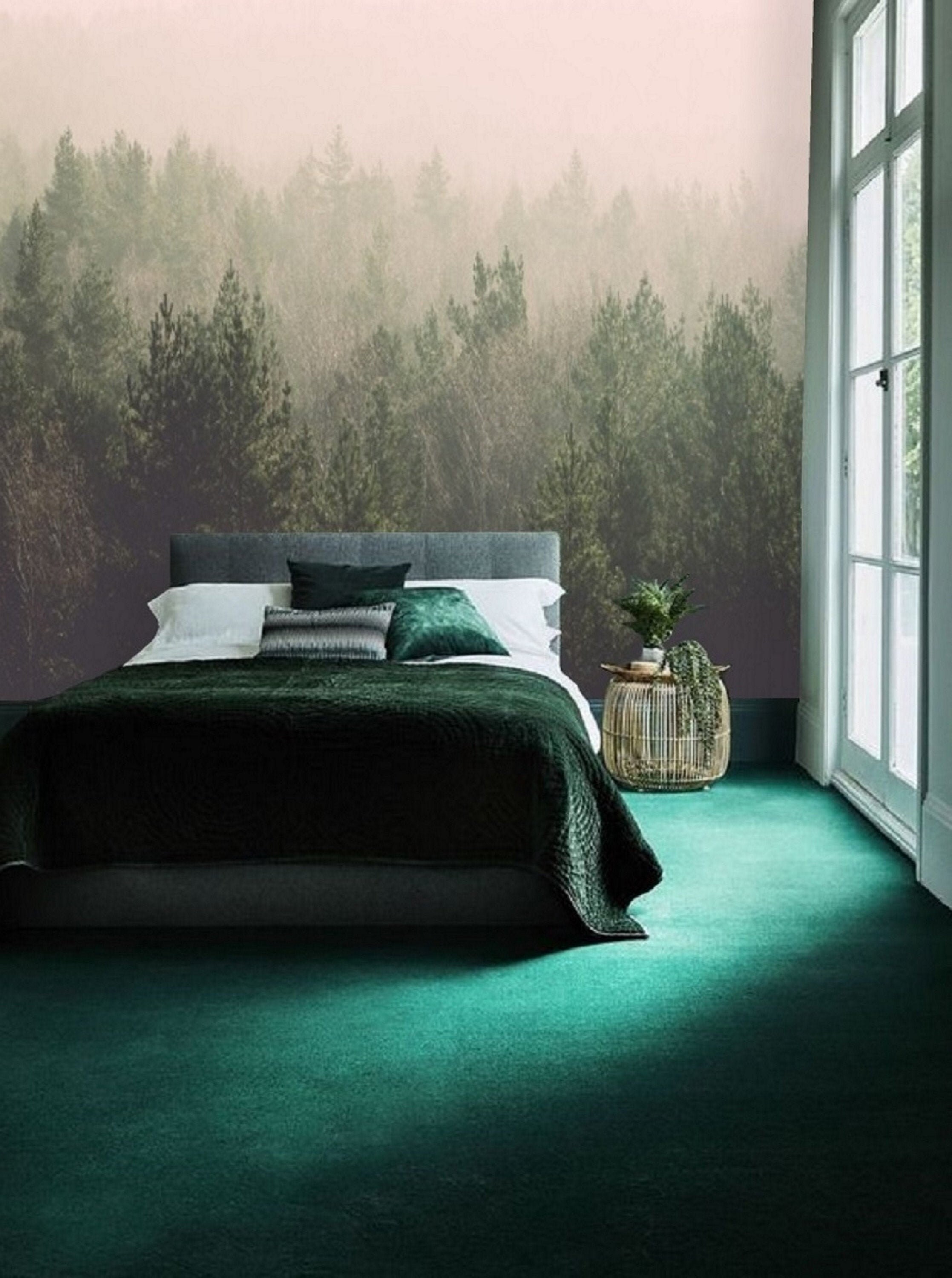 Misty Forest Self Adhesive Wallpaper Peel & Stick Mural | Etsy UK