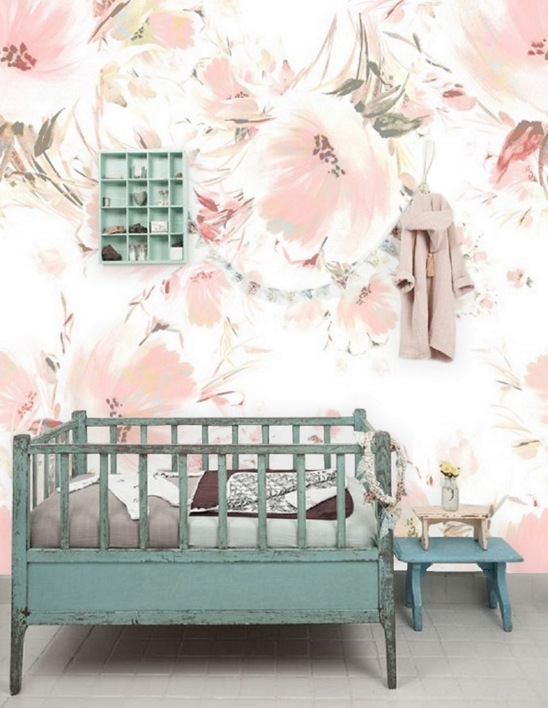 Pale Blush Pink Floral Wallpaper Cloud Dancer, Removable Peel and Stick ...