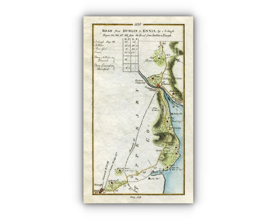 Antique Ireland Road Map A4/A3 Print Nenagh Tipperary - Etsy.de