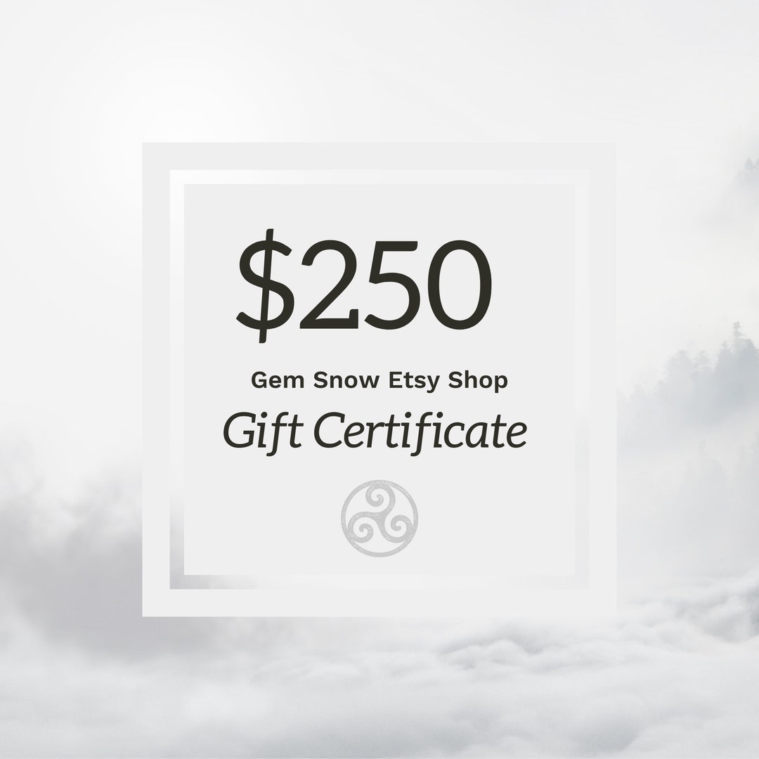 Gift Certificate for 250 Dollars to Spend in Our Etsy Shop Gem Snow ...