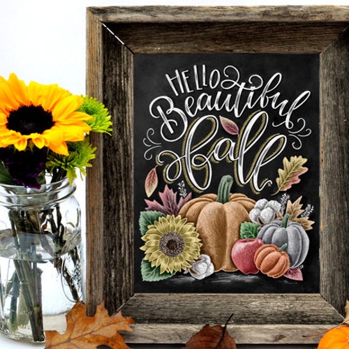 Hello Fall Sign Chalkboard Art Chalk Art Fall Decor Fall - Etsy