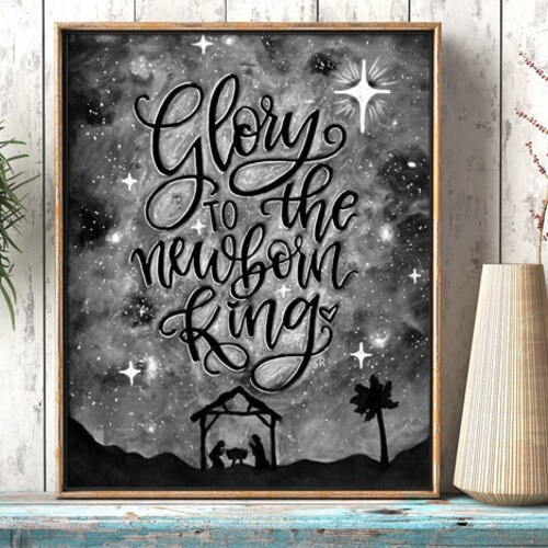 Glory to the Newborn King Sign Nativity Wall Art Chalkboard - Etsy