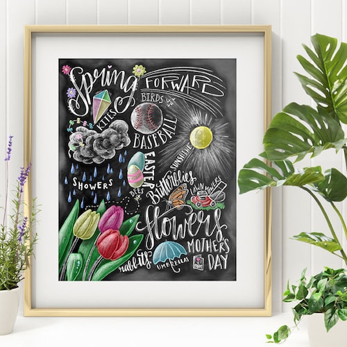Spring Decor Spring Sign Spring Art Chalkboard Art Chalk - Etsy
