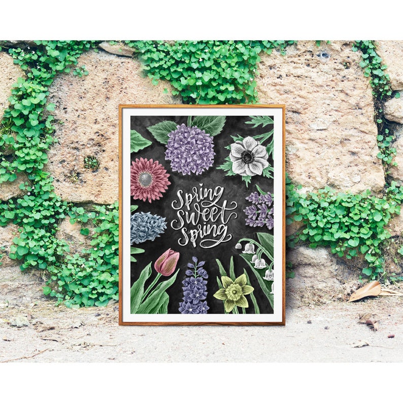 Spring Decor Spring Sweet Spring Spring Print Chalk Art | Etsy