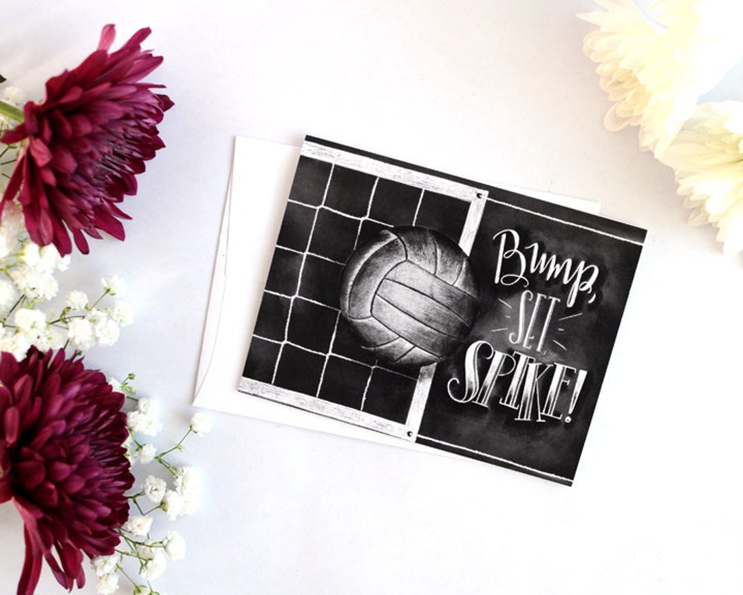 Volleyball Card, Volleyball Coach Gift, Bump, Set, Spike, Volleyball ...