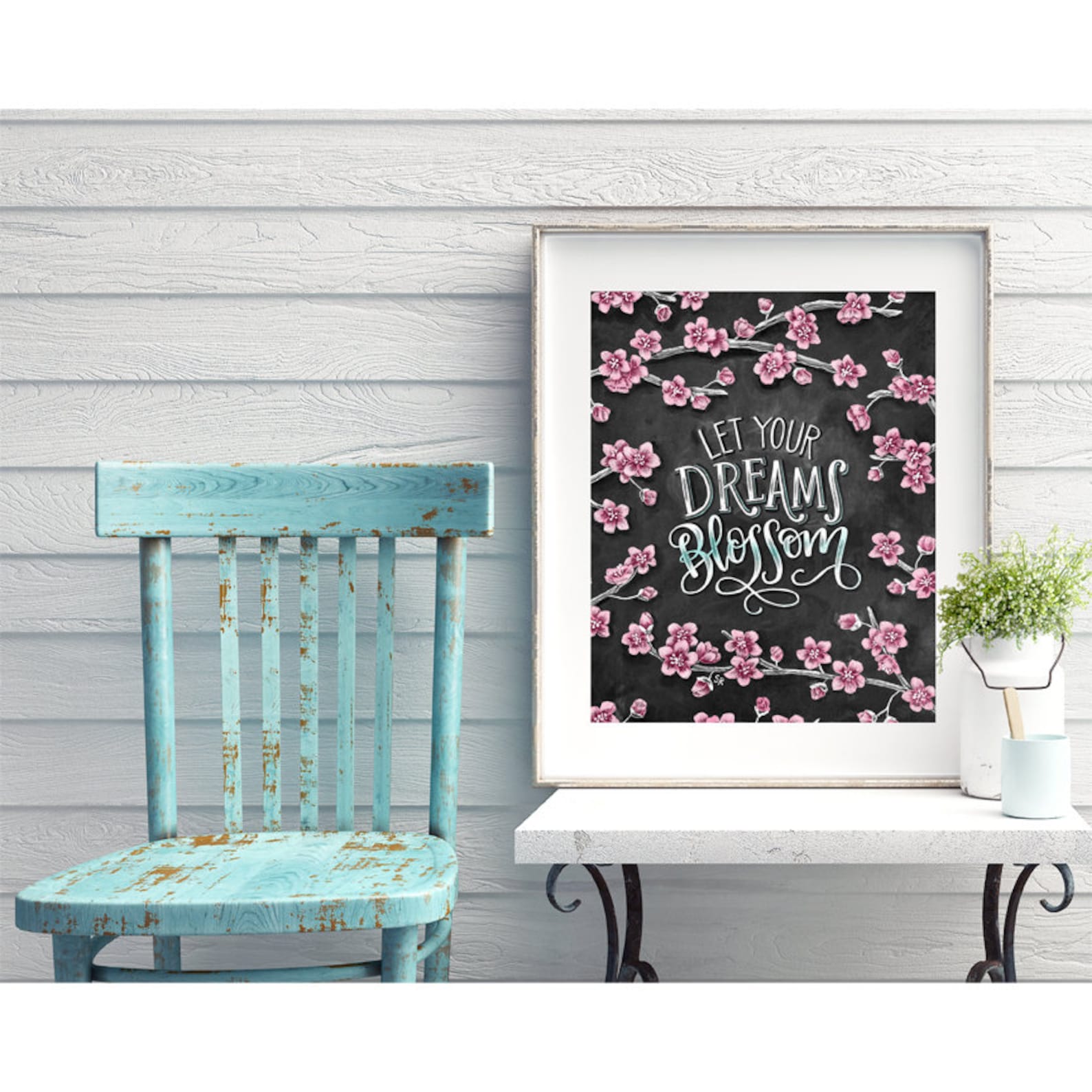 Cherry Blossom Art, Spring Decor, Let Your Dreams Blossom, Spring Sign ...