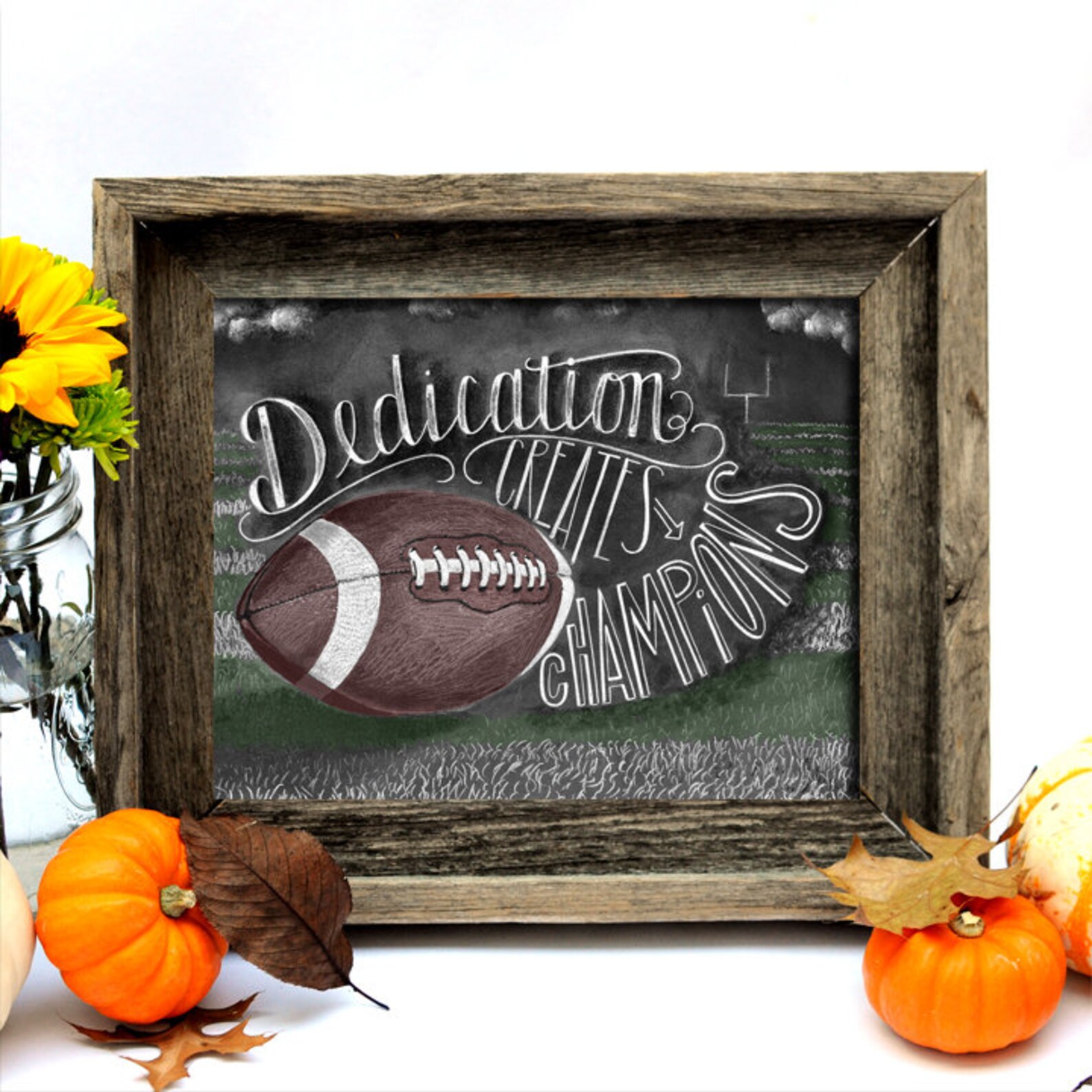 Sports Wall Art for Kids Room, Football Chalk Art Print, Motivational ...