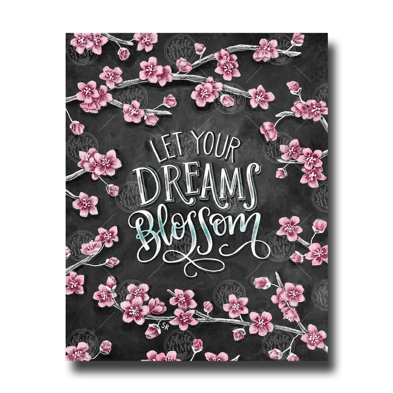Cherry Blossom Art, Spring Decor, Let Your Dreams Blossom, Spring Sign ...
