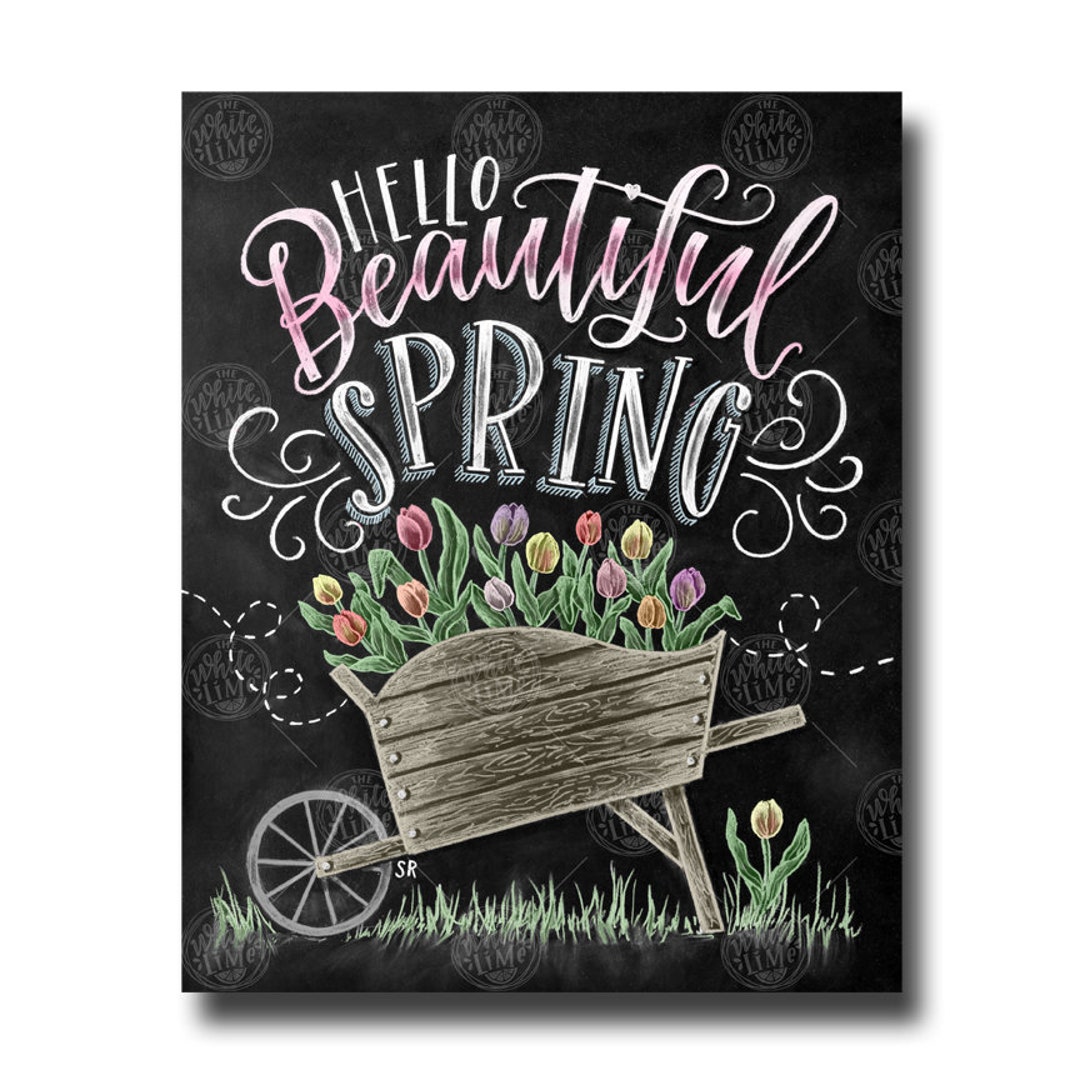 Spring Art, Hello Spring, Spring Sign, Chalk Art, Chalkboard Art ...