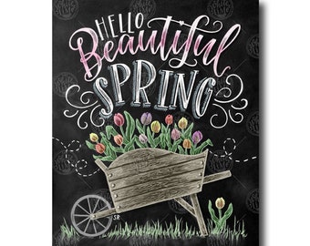 Spring Art Hello Spring Spring Sign Chalk Art Chalkboard - Etsy