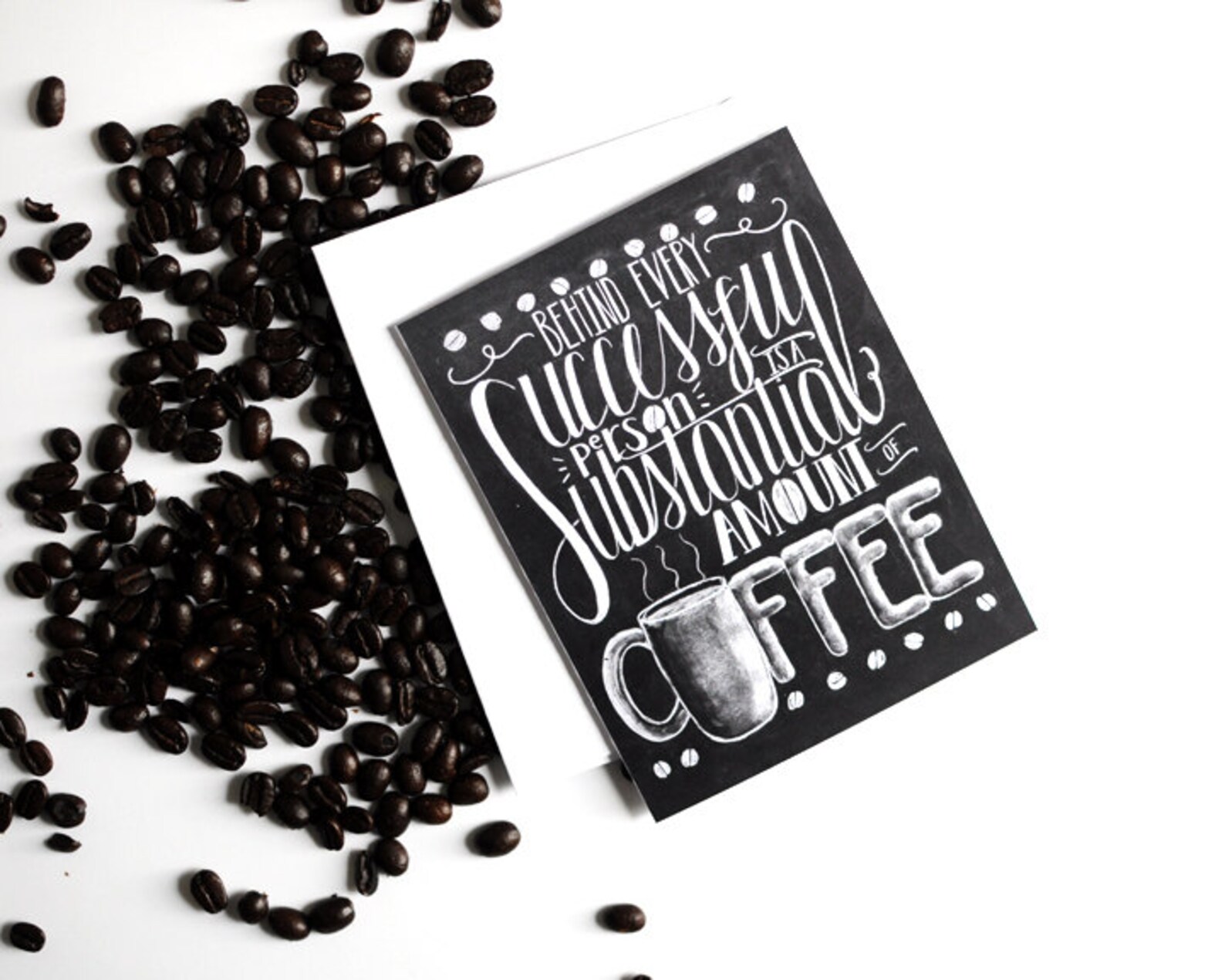 Funny Card Coffee Card Gift Coffee Art Congrats Card Chalk Typography ...
