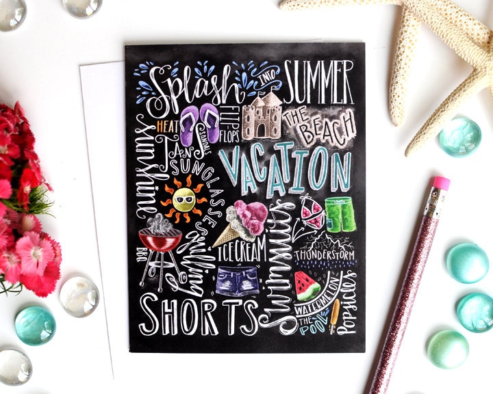 Summer Card, Chalkboard Art, Chalk Art, Chalkboard Sign, Typography ...
