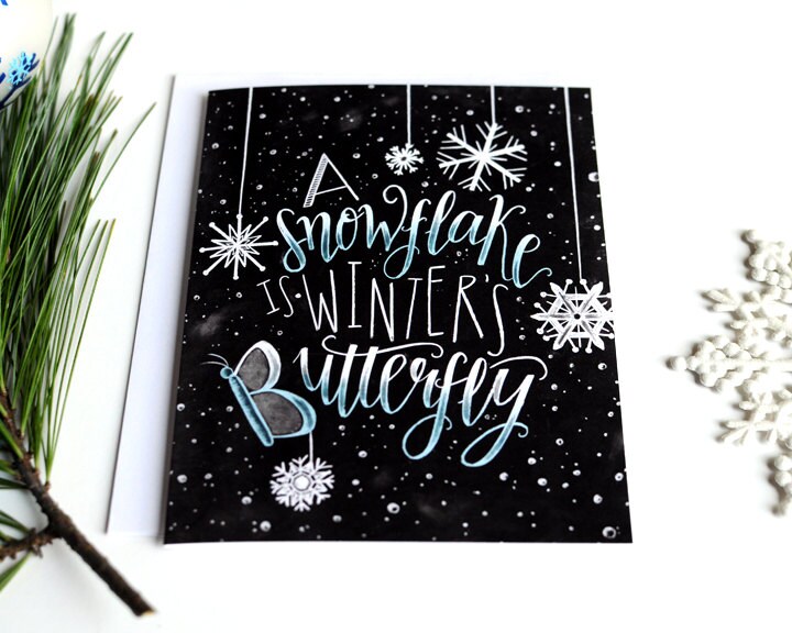 Snowflake Card, Winter Card, Holiday Card, Chalk Art, Chalkboard Art, A ...