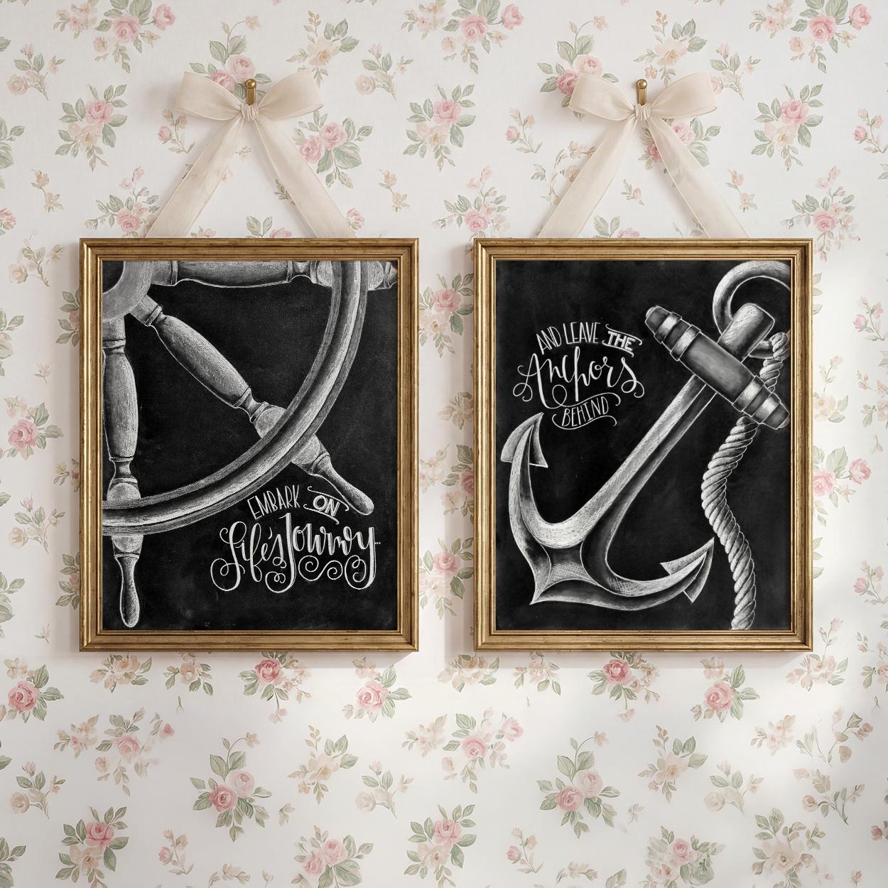 Nautical Wall Art Set- Embark on Life's Journey - Leave the Anchors ...