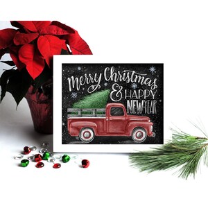 Merry Christmas Sign, Merry Christmas & Happy New Year, Chalkboard Art ...