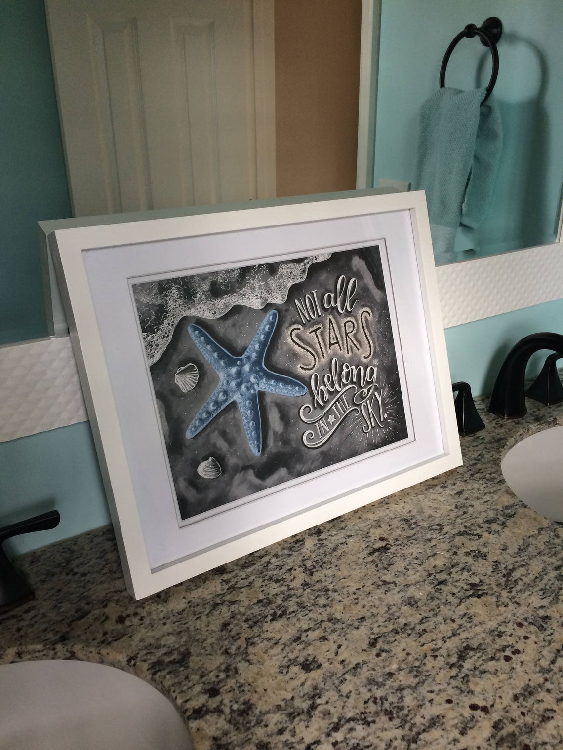 Starfish Art, Beach Decor, Starfish Print, Beach Print, Chalkboard Art ...