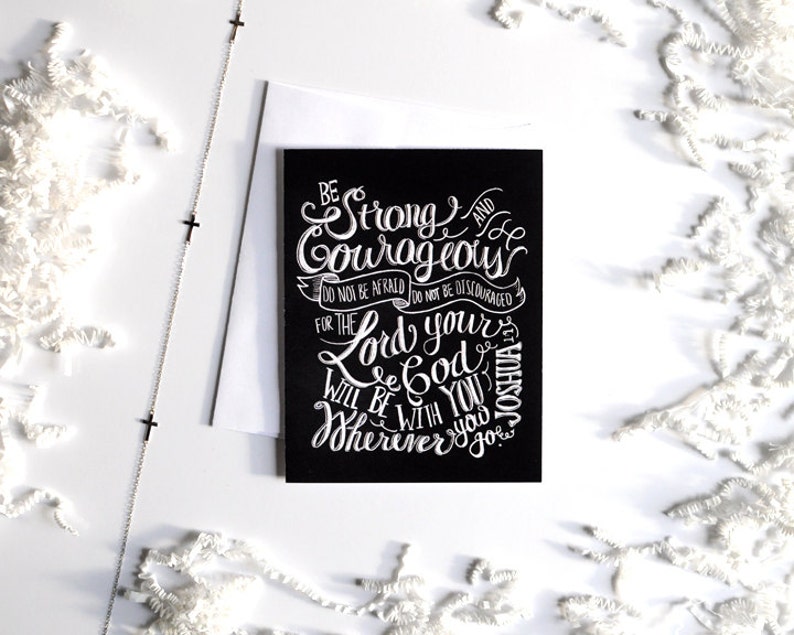 Courage Card Joshua 1:9 Be Strong and Courageous Chalk - Etsy