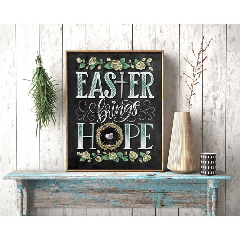 Easter Decor Easter Brings Hope Easter Sign Chalk Art - Etsy