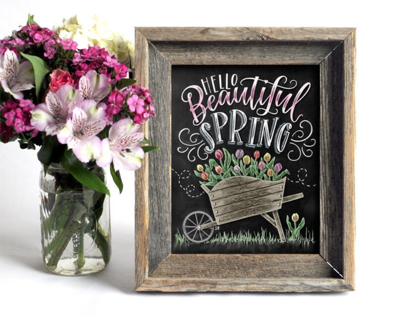 Spring Art Hello Spring Spring Sign Chalk Art Chalkboard - Etsy