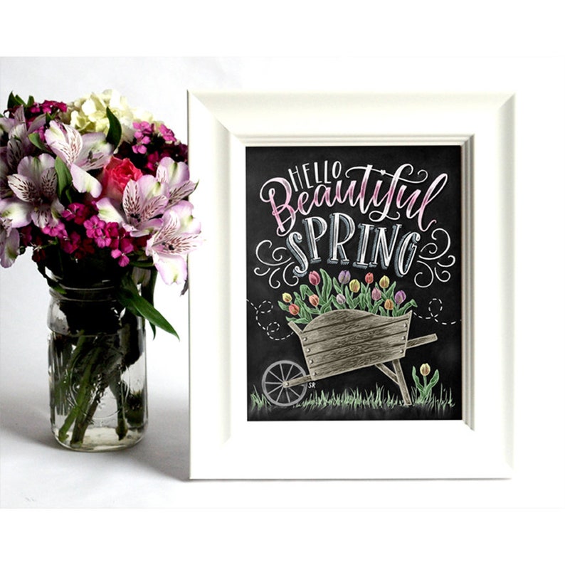 Spring Art Hello Spring Spring Sign Chalk Art Chalkboard - Etsy
