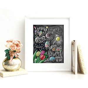 Spring Decor, Spring Sign, Spring Art, Chalkboard Art, Chalk Art ...