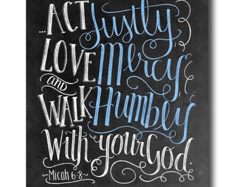 Scripture Art Micah 6:8 Chalkboard Style - Etsy