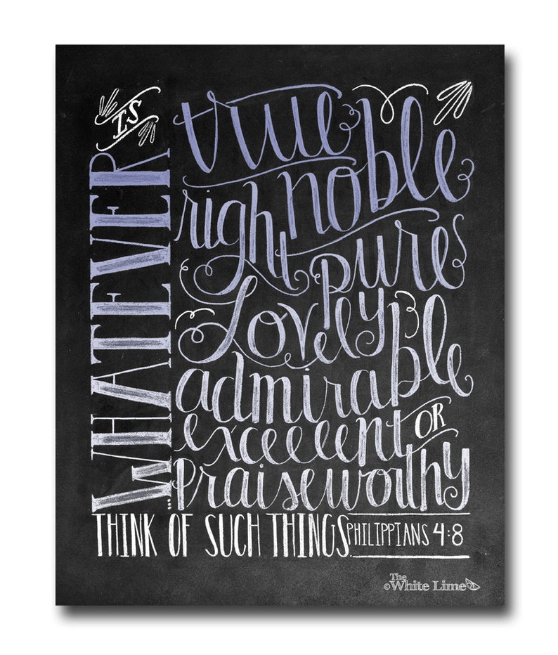 Bible Verse Art Scripture Art Philippians 4 8 Bible Verse - Etsy