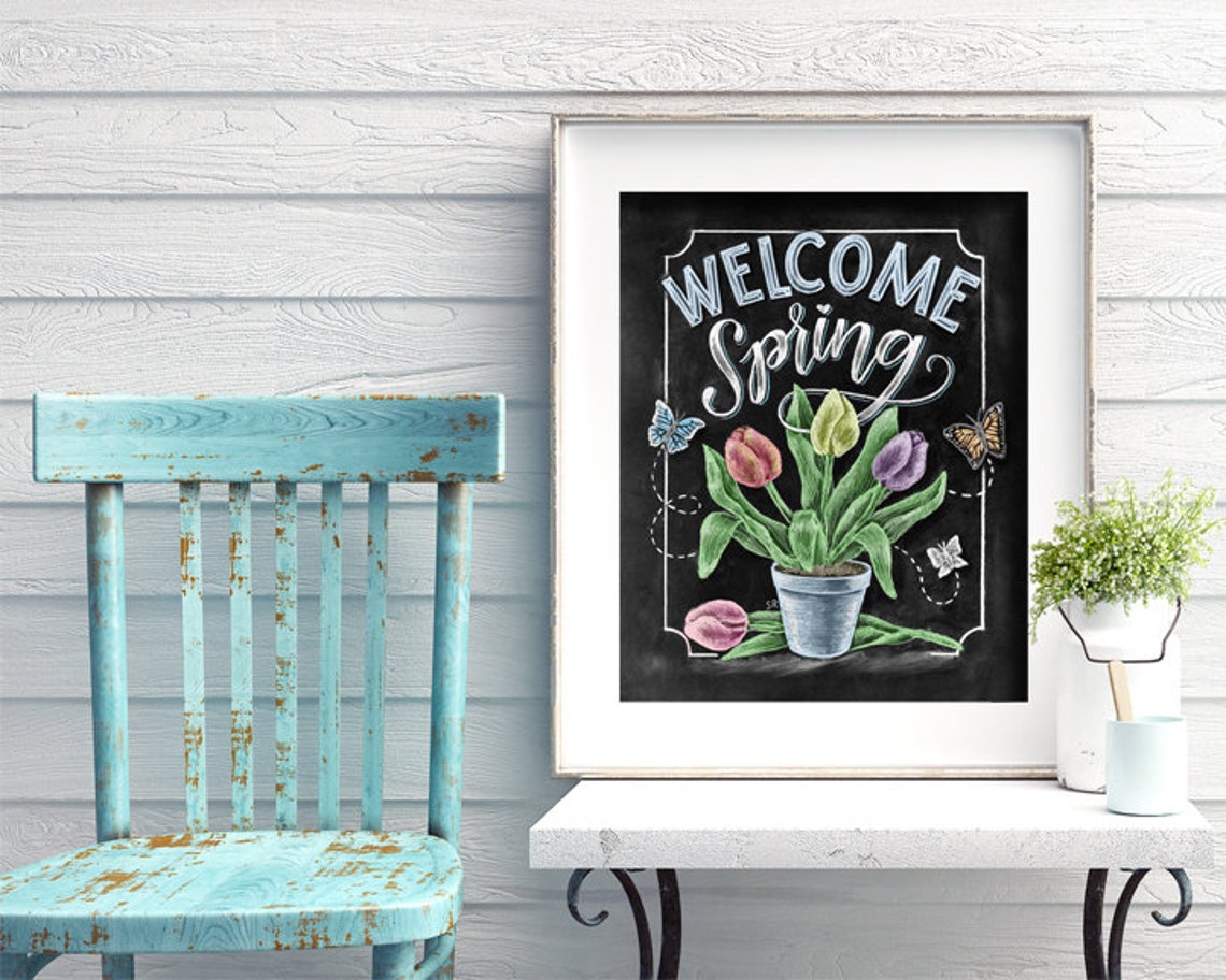 Spring Decor Welcome Spring Spring Sign Chalk Art - Etsy UK