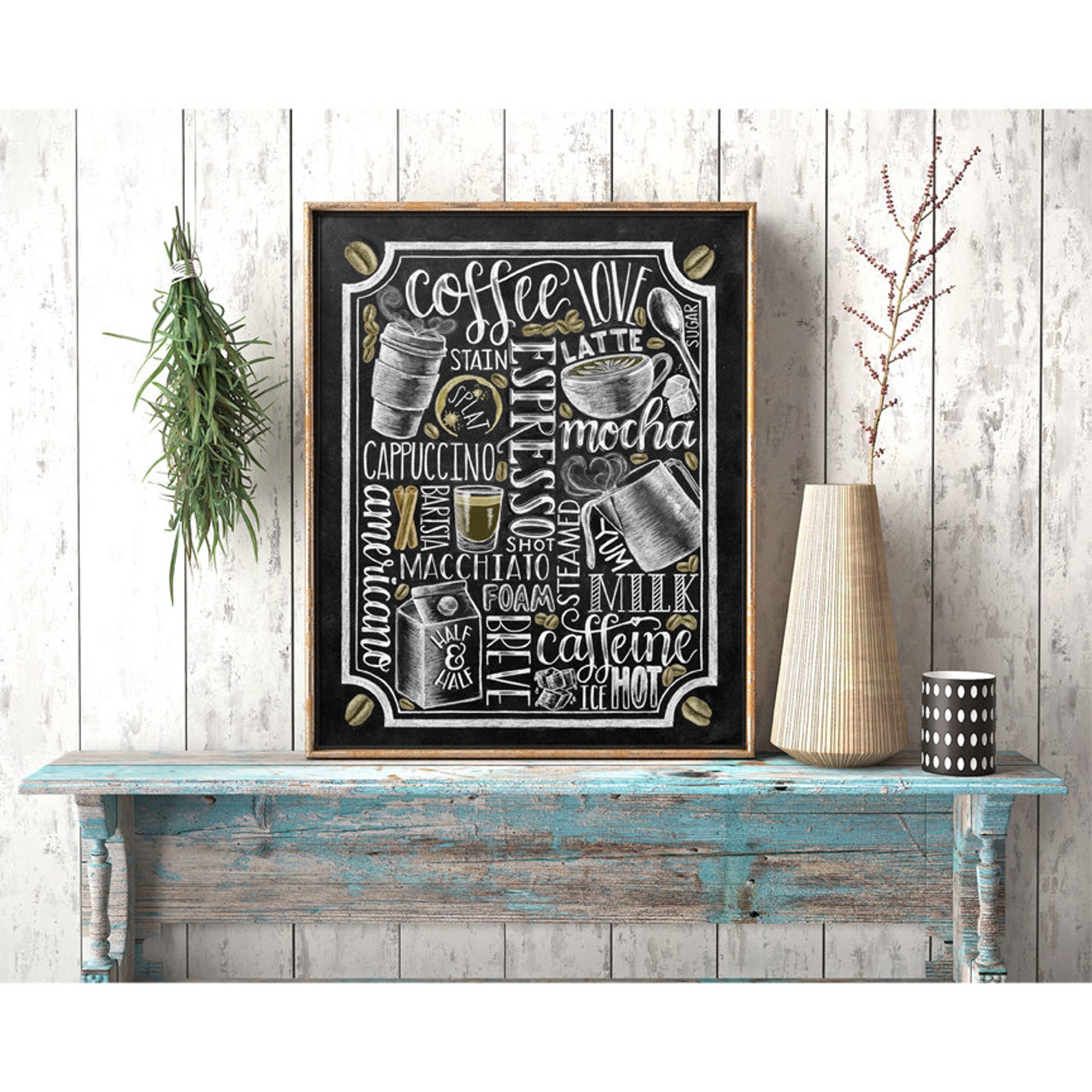Coffee Sign Kitchen Art Coffee Bar Chalkboard Art Chalk - Etsy