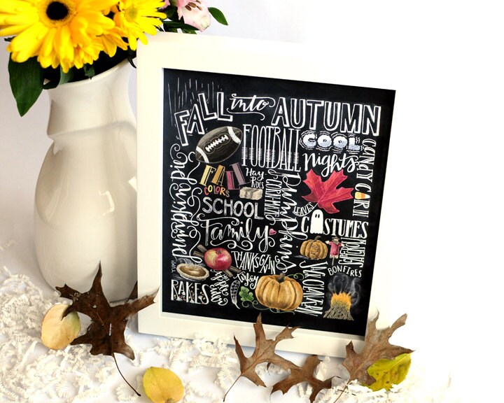 Fall Decor Fall Word Art Fall Art Chalkboard Art Chalk | Etsy
