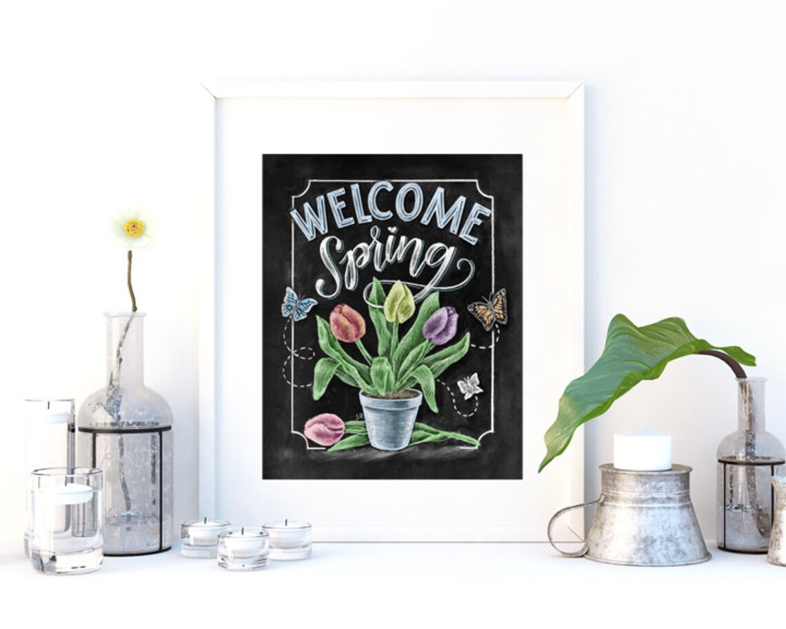 Spring Decor Welcome Spring Spring Sign Chalk Art | Etsy