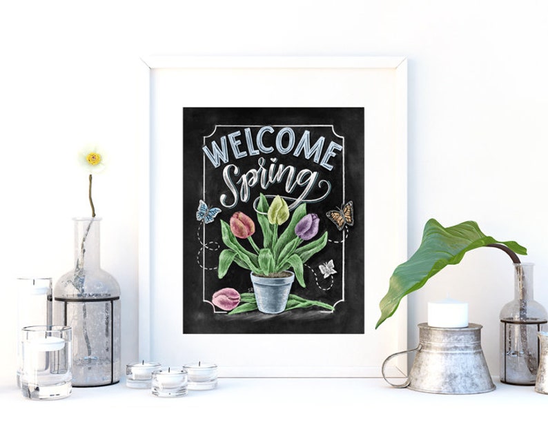 Spring Decor Welcome Spring Spring Sign Chalk Art - Etsy UK