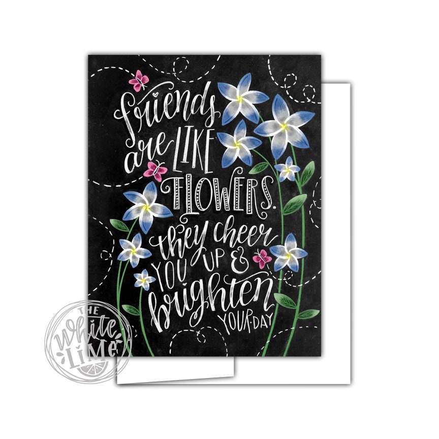 Friend Card, Gift for Best Friend, Friendship Card, Chalkboard Art ...