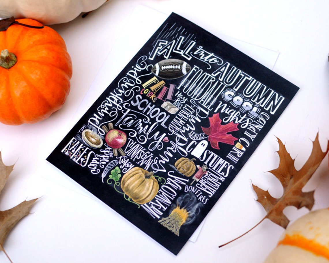 Fall Card Autumn Card Chalkboard Art Chalk Art Chalkboard - Etsy
