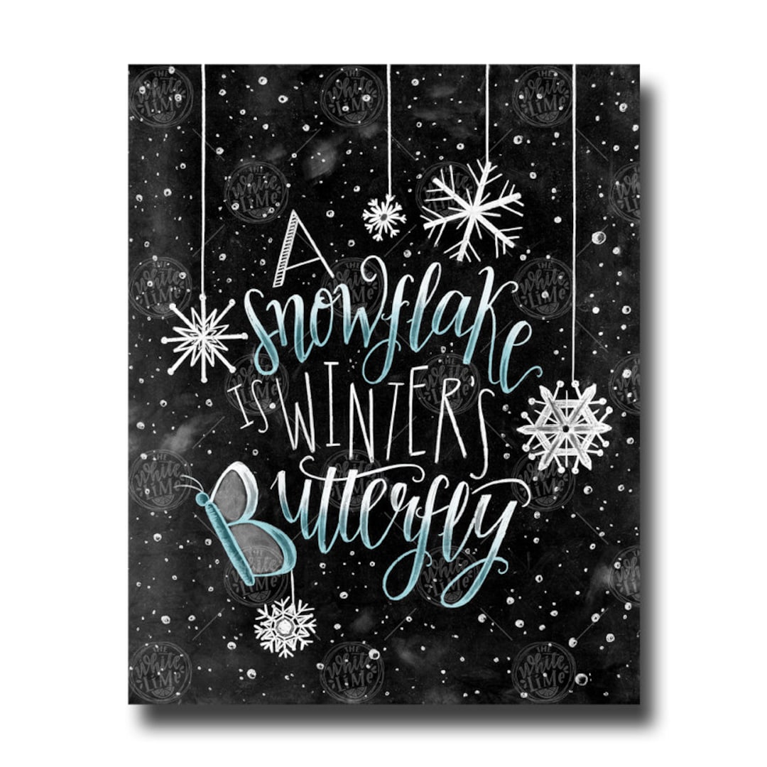 Winter Decor, Christmas Art, Snowflake Print, Chalkboard Art, Chalk Art ...
