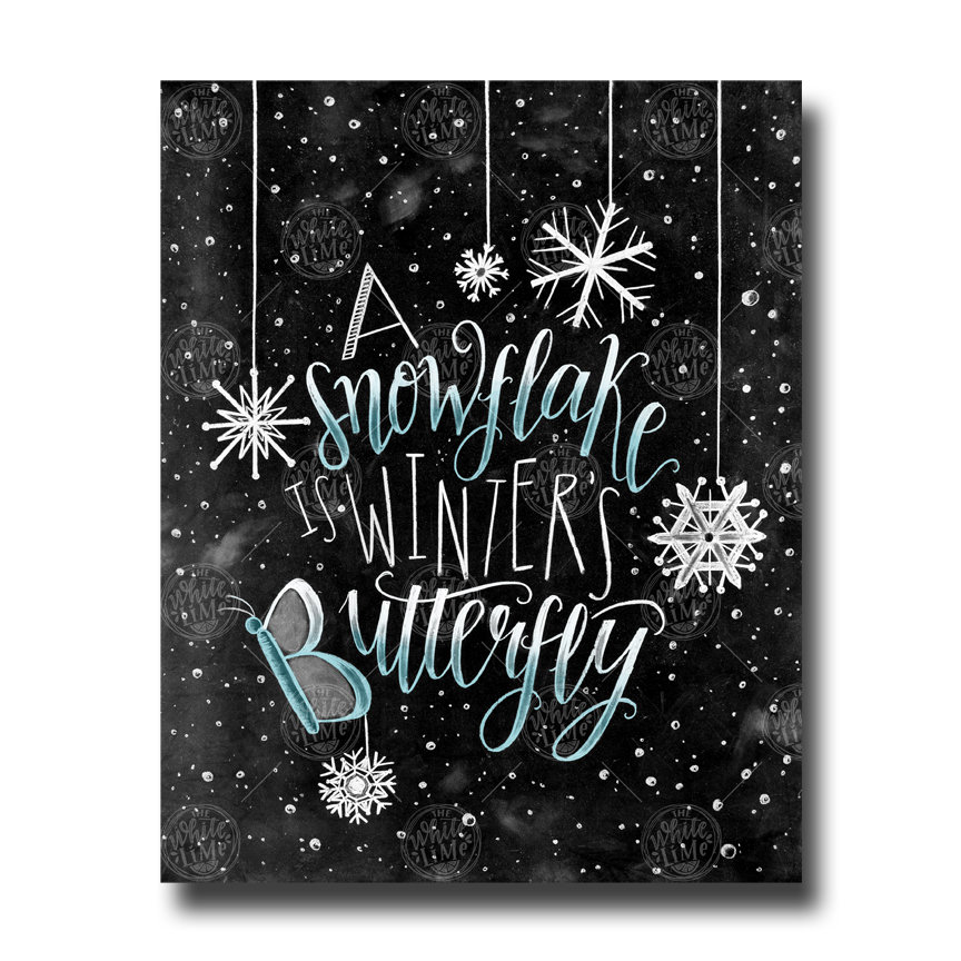 Winter Decor Christmas Art Snowflake Print Chalkboard Art | Etsy