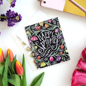 Floral Art, Spring Card, Happy Spring, Floral Card, Chalkboard Card ...