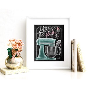 Life is What You Bake It Print, Chalkboard Kitchen Mixer Wall Art - Etsy