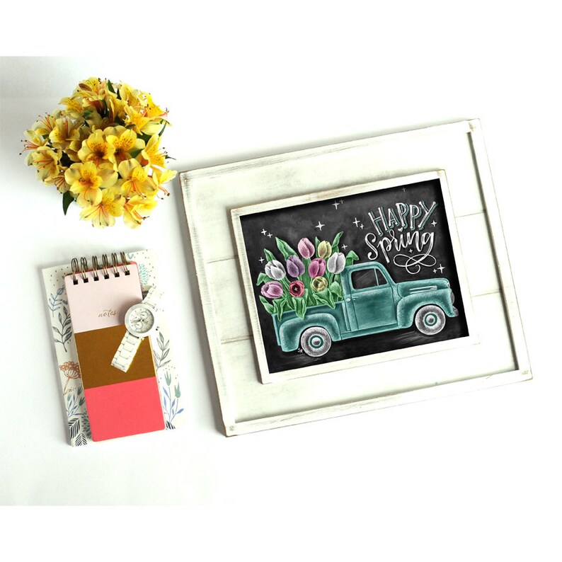 Spring Decor Happy Spring Spring Sign Chalk Art Chalkboard - Etsy