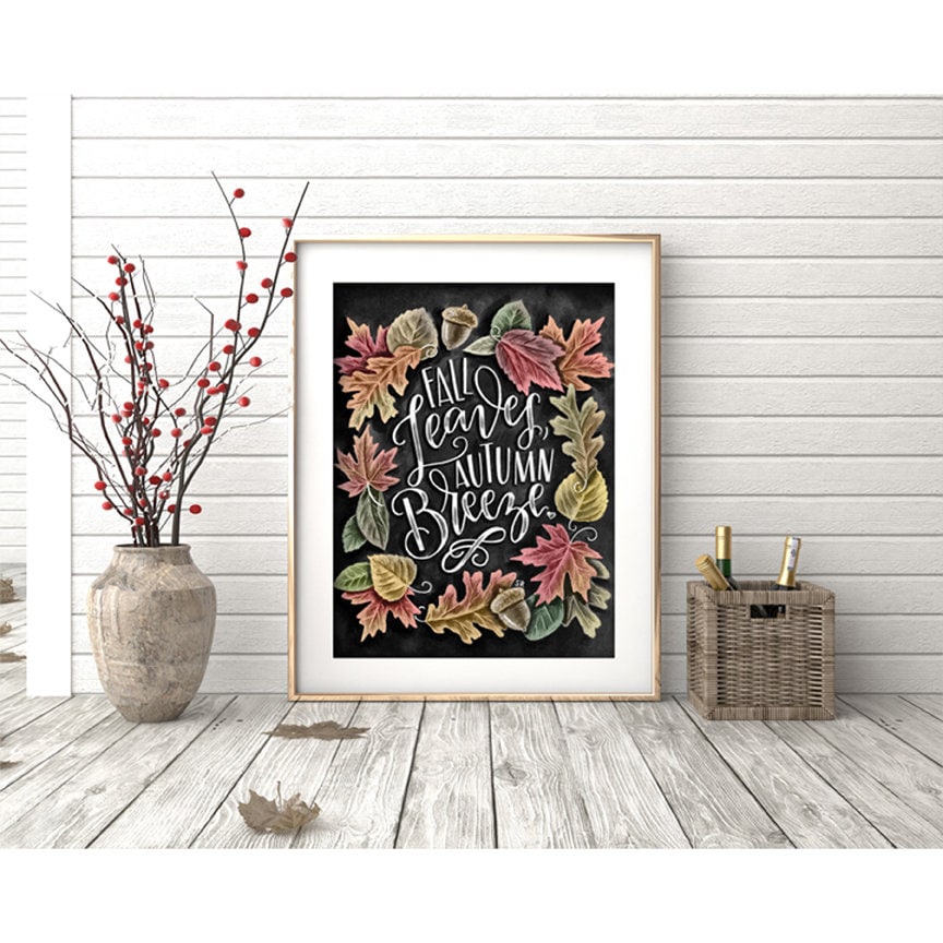 Fall Sign Fall Breeze Autumn Leaves Chalkboard Art Chalk - Etsy UK