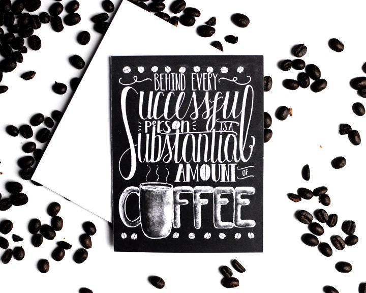 Funny Card Coffee Card Gift Coffee Art Congrats Card Chalk - Etsy
