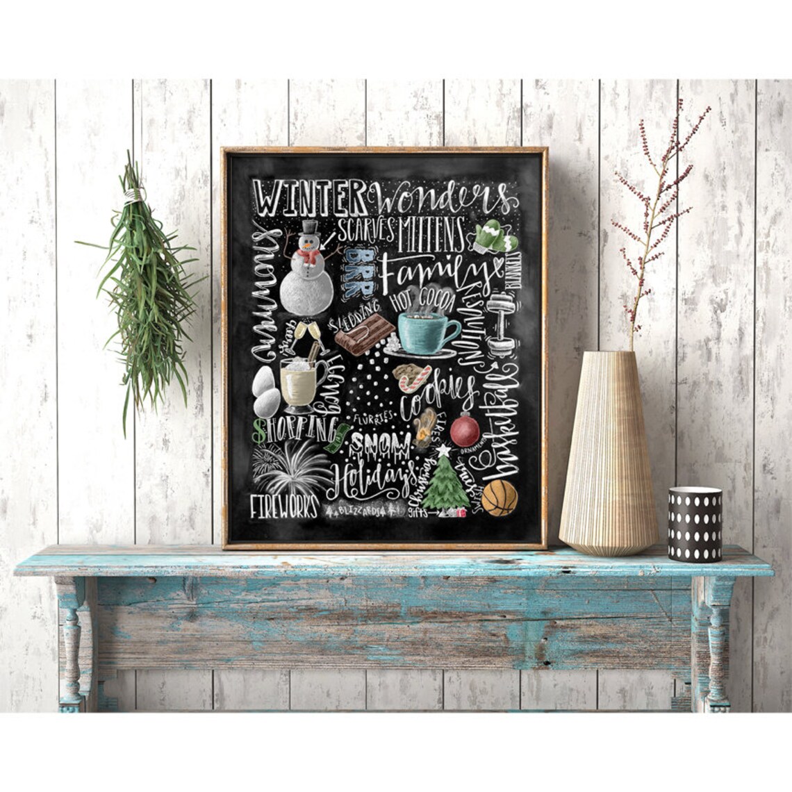 Winter Decor, Word Collage, Holiday Decor, Word Art, Chalkboard Art ...